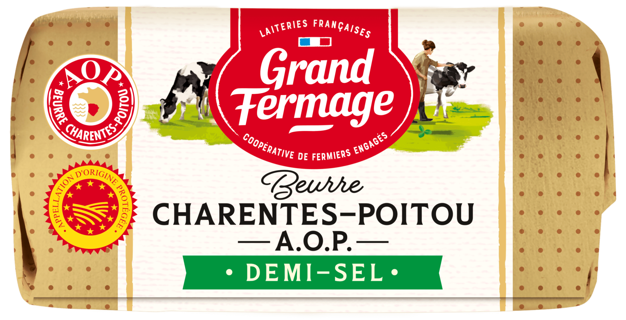 Beurre moulé demi-sel Charentes-Poitou AOP - Grand Fermage