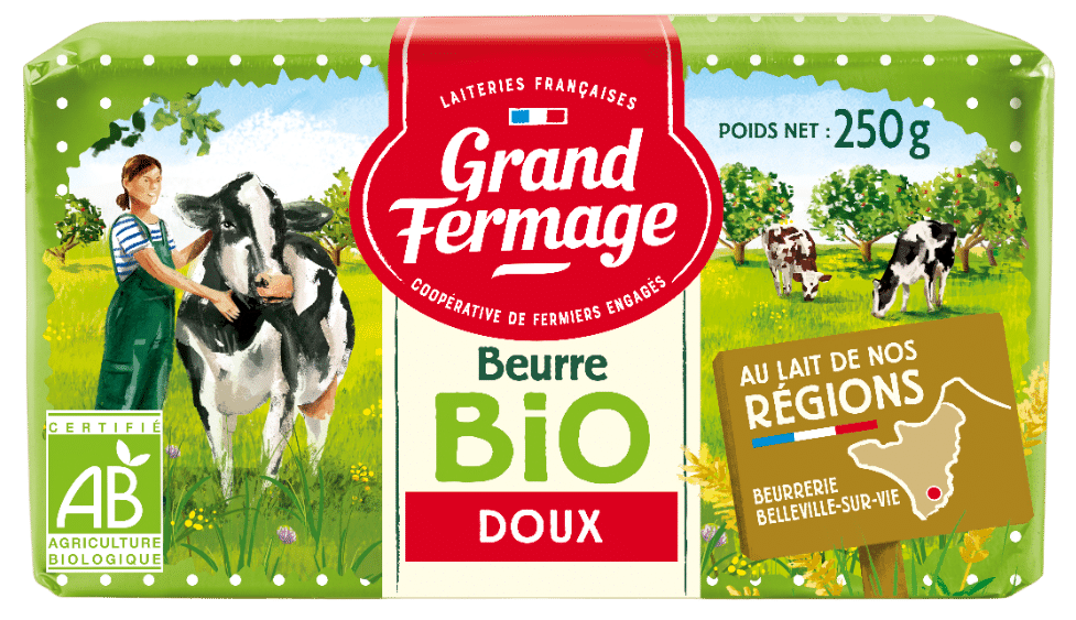 Beurre BIO doux au lait de nos régions 250g - Grand Fermage
