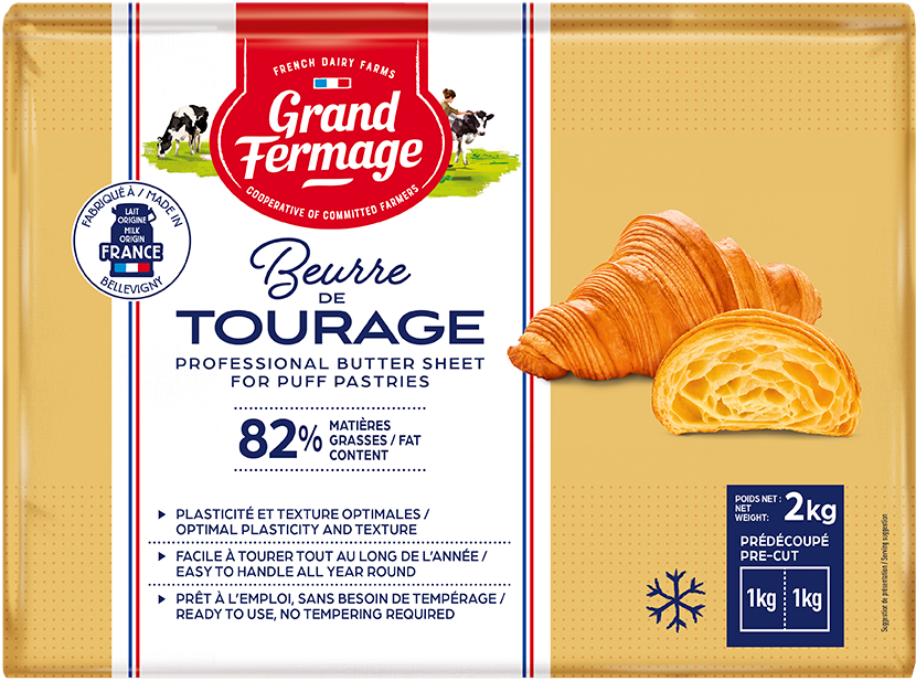 Frozen Unsalted Butter Sheet 82% fat 2kg - Grand Fermage